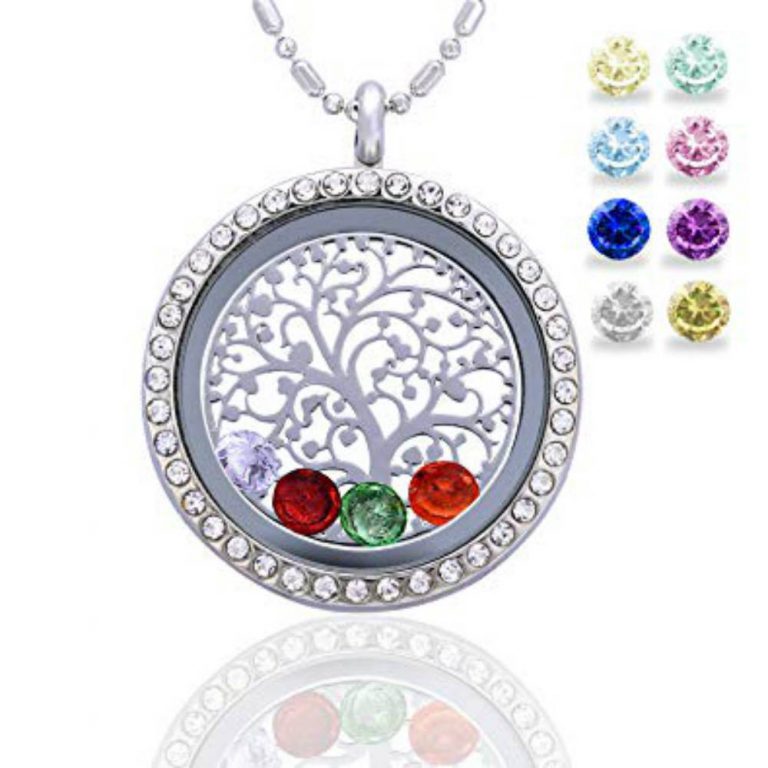 A stunning Family Tree Pendant With Floating Birthstones For Your ...